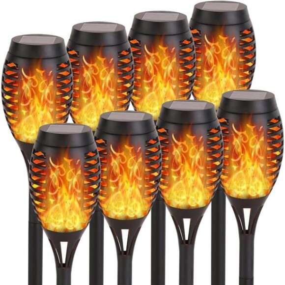 Accents | 8 Pack Solar Lights With Flickering Flame Mini Solar Lights ...